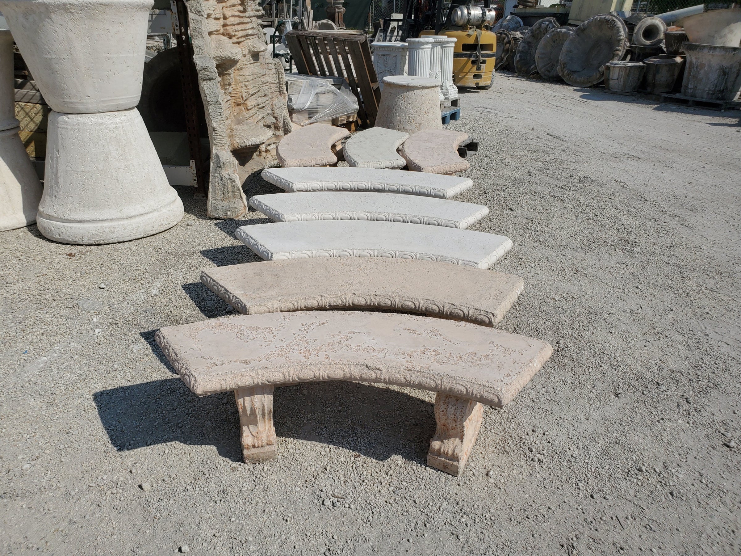 Keystone Finish Concrete Curved Benches | Garden Decor | Sitting ...