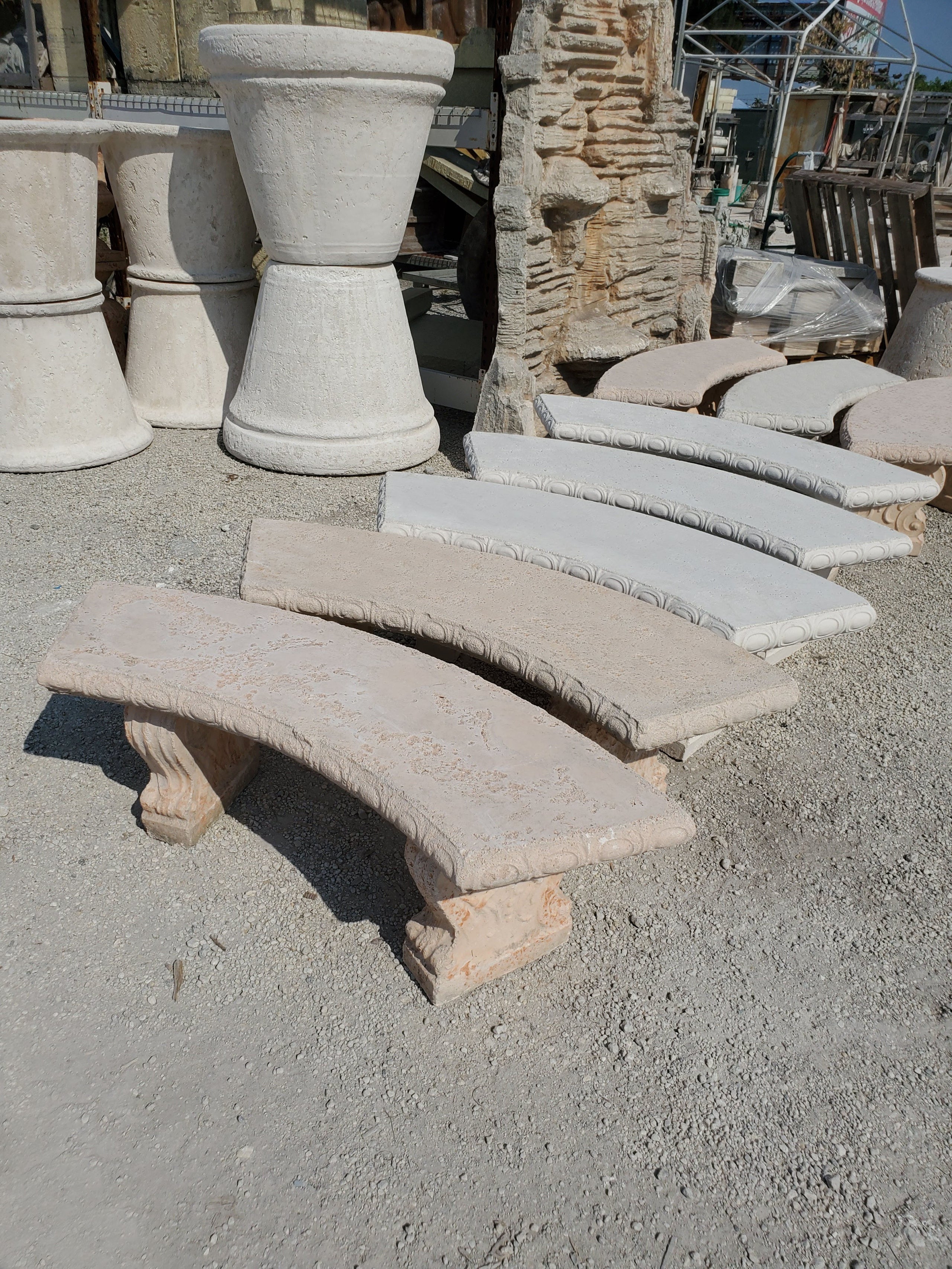 Keystone Finish Concrete Curved Benches | Garden Decor | Sitting ...
