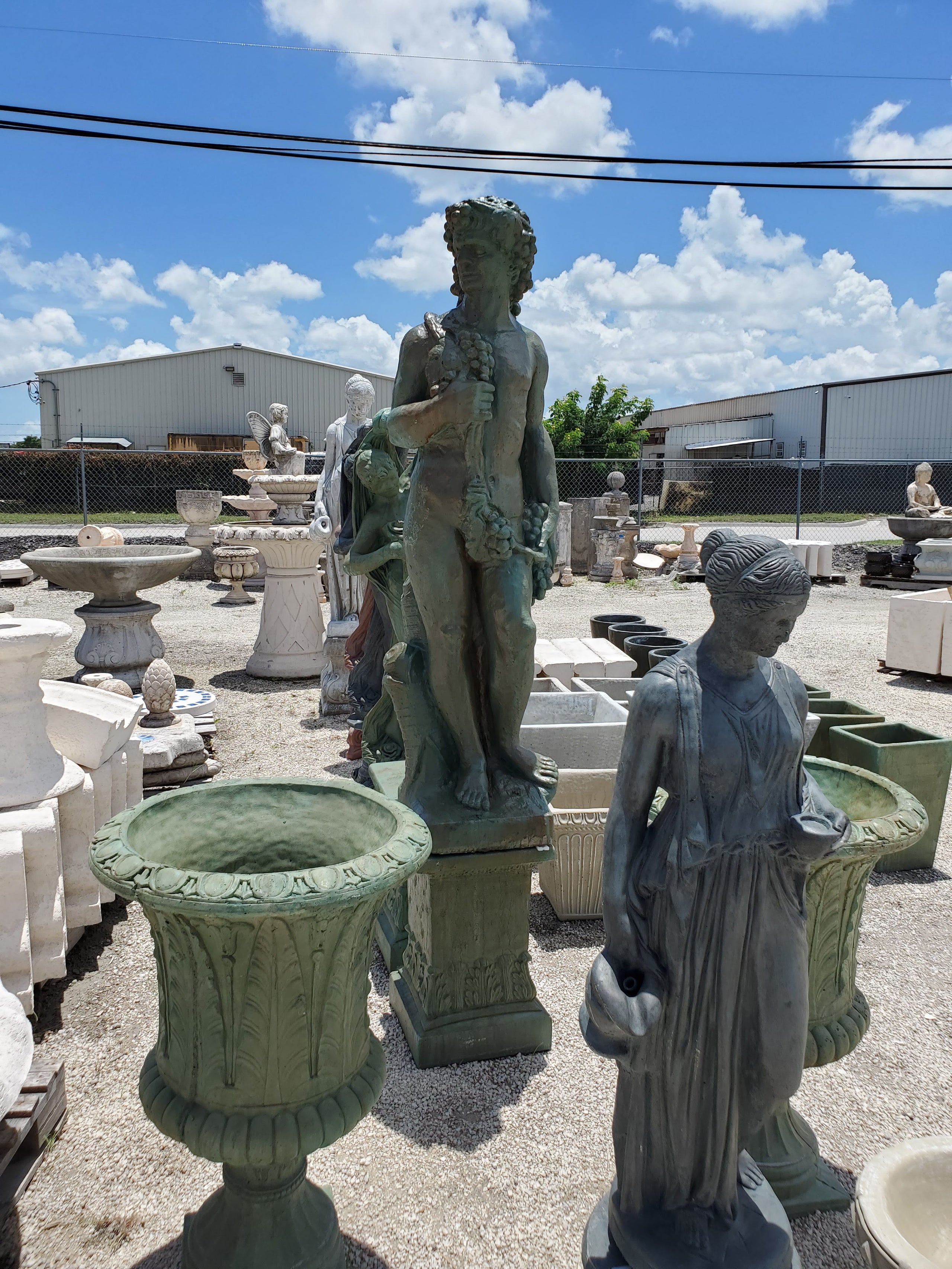 Concrete Vine Yard Man Statue Antique Green Color / Cement Backyard ...